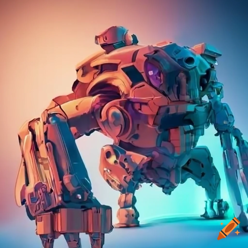 Polymorphism hybrid mech with cel shading on Craiyon