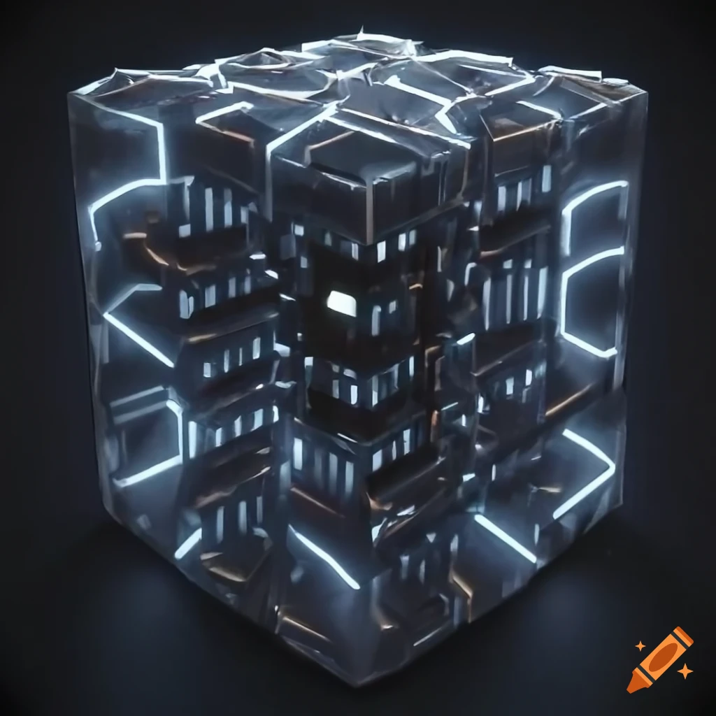 Dark 4D infinity cube with polyrhythmic elements on Craiyon