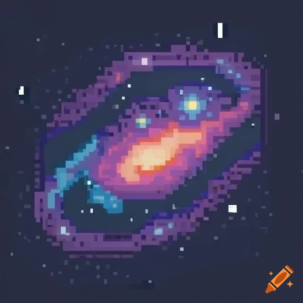 Pixel art of galaxy with milky way written on it on Craiyon