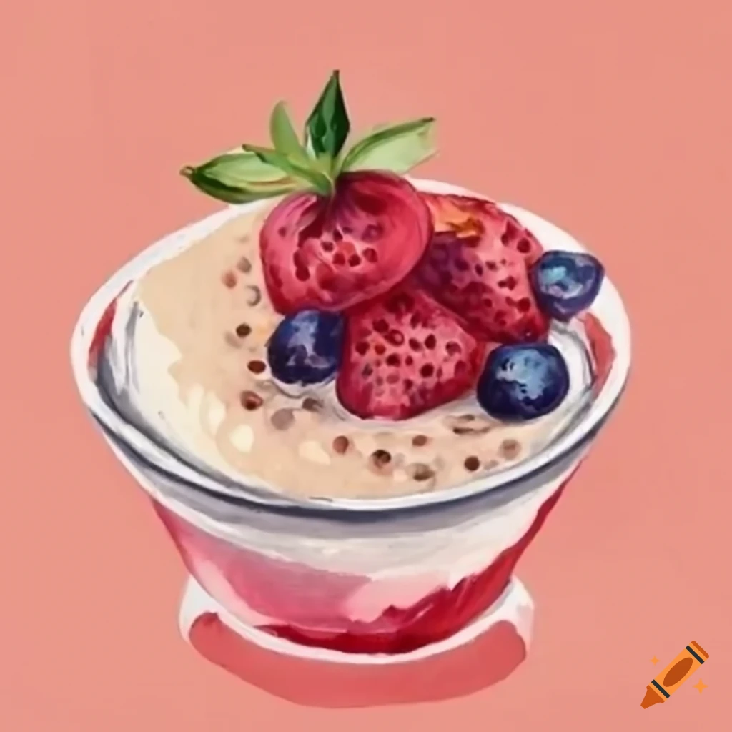 Watercolor illustration of overnight oats on Craiyon