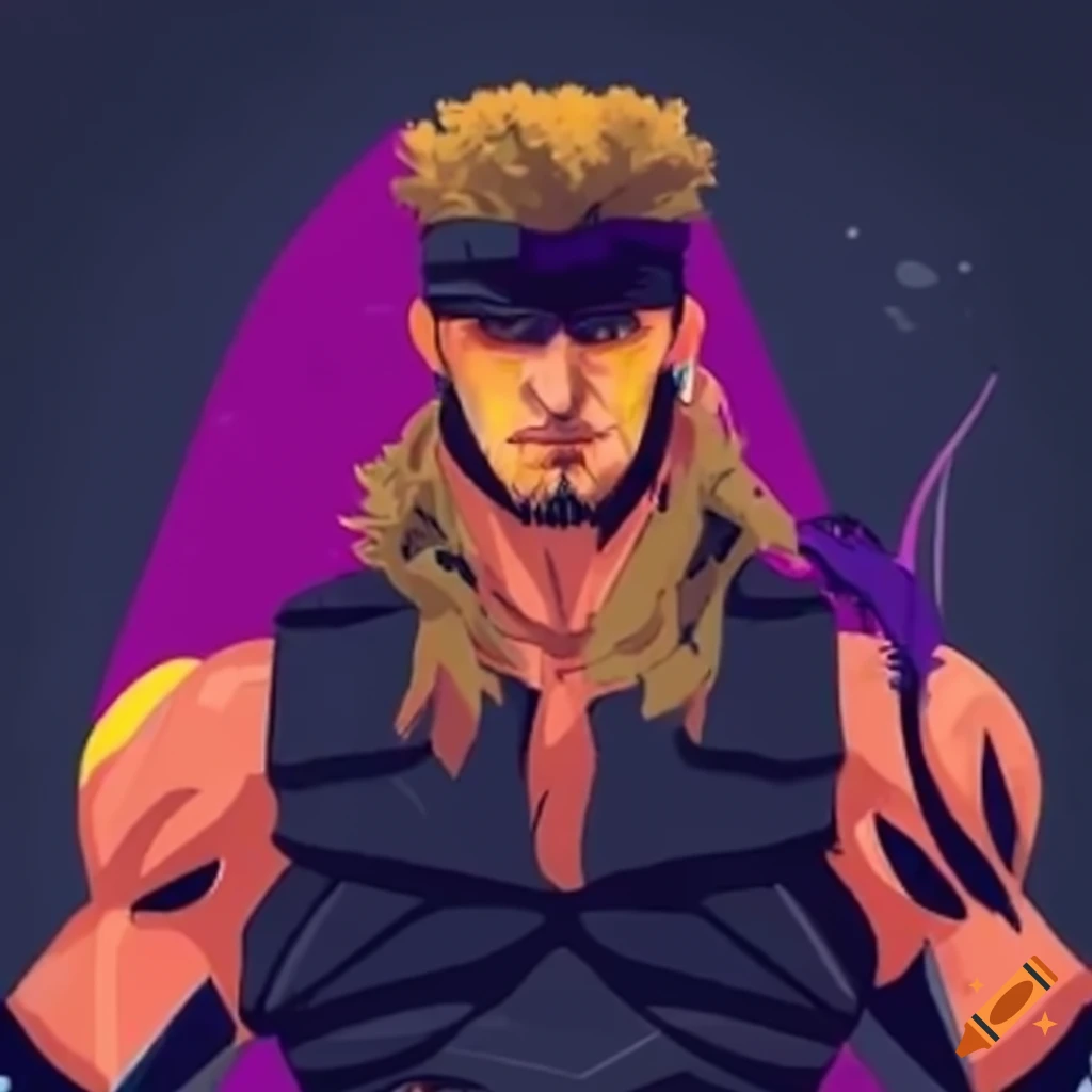 Muscular solid snake with a dramatic expression on Craiyon