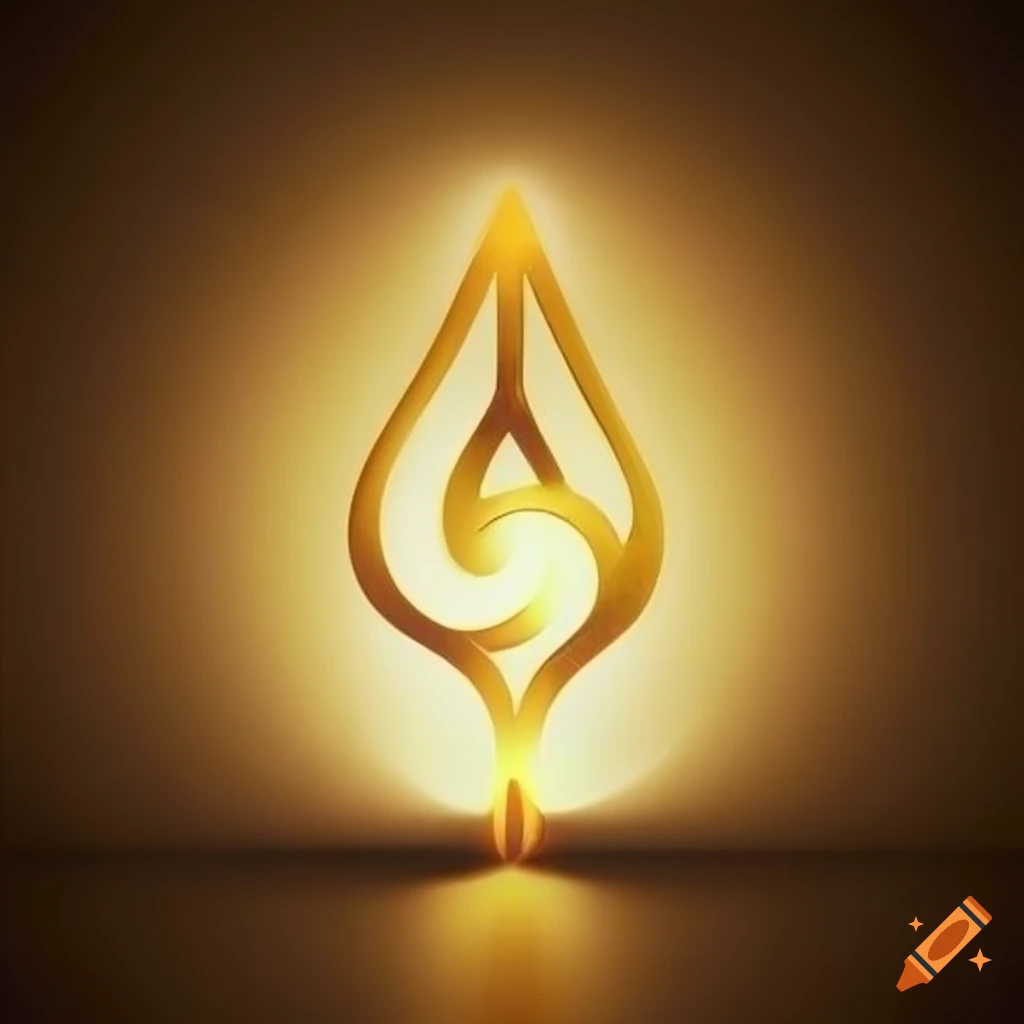 Divine light golden v-shaped logo with clear lines on Craiyon