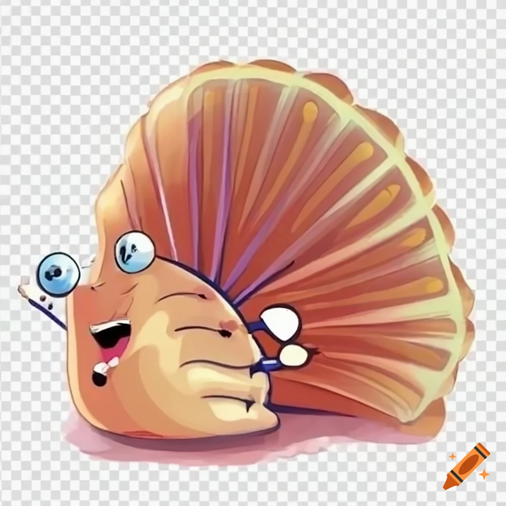 Happy cartoon singing seashell on Craiyon