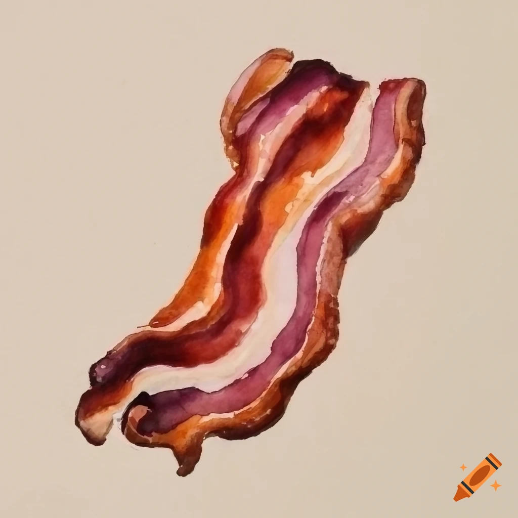 Sizzling bacon in watercolor style on Craiyon