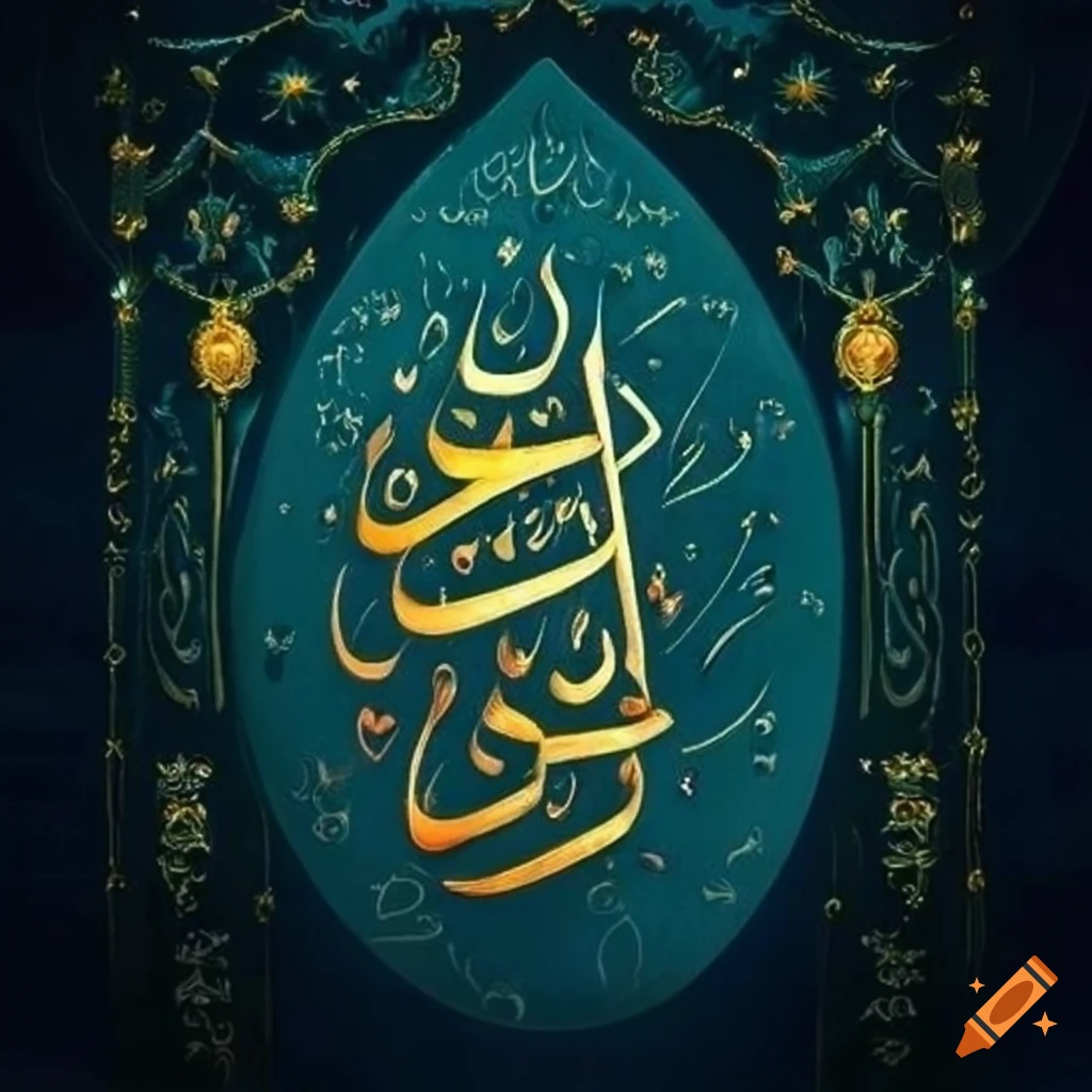 Beautiful calligraphy of Arabic scripture featuring the Rashidun ...