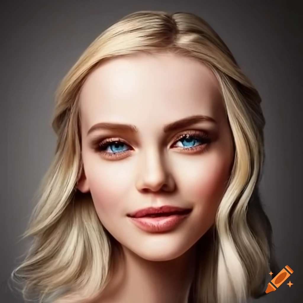 Smiling woman with stunning blonde hair on Craiyon