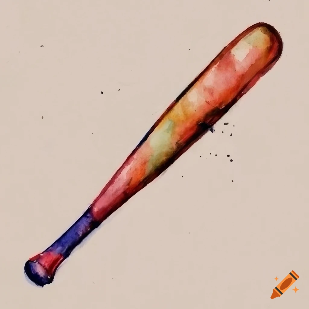 Baseball bat in artistic watercolor style on Craiyon