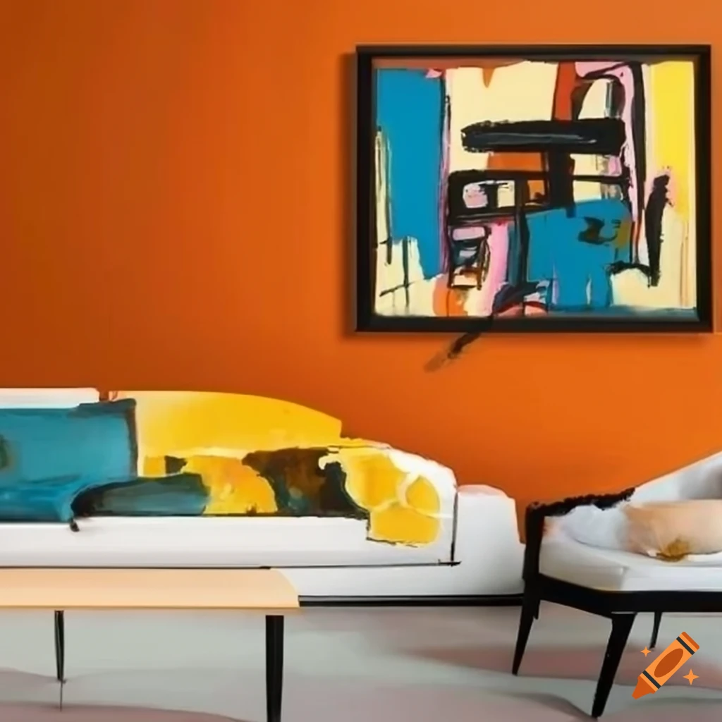 Abstract expressionism art in modern interior on Craiyon