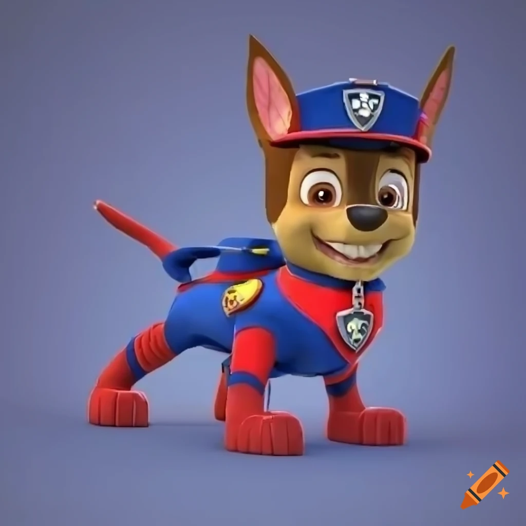 3d model of paw patrol chase in spider-man costume on Craiyon