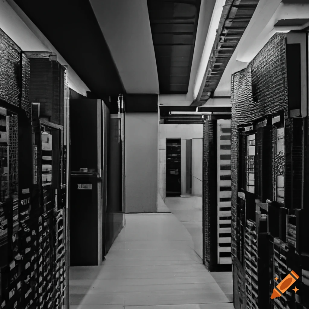 Datacenter in a dystopic city with kangaroos passing by on Craiyon