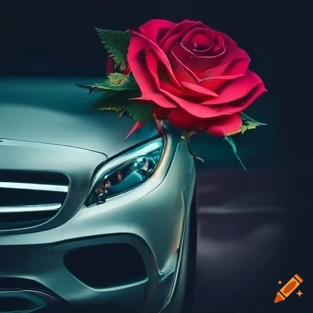 Roses inside a mercedes car on Craiyon