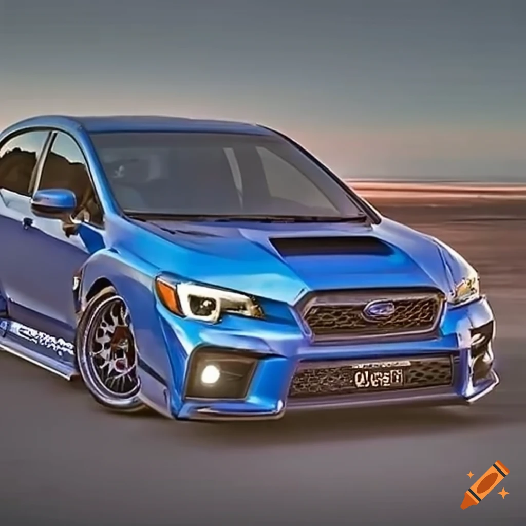 Subaru wrx sti racing at high speed on Craiyon