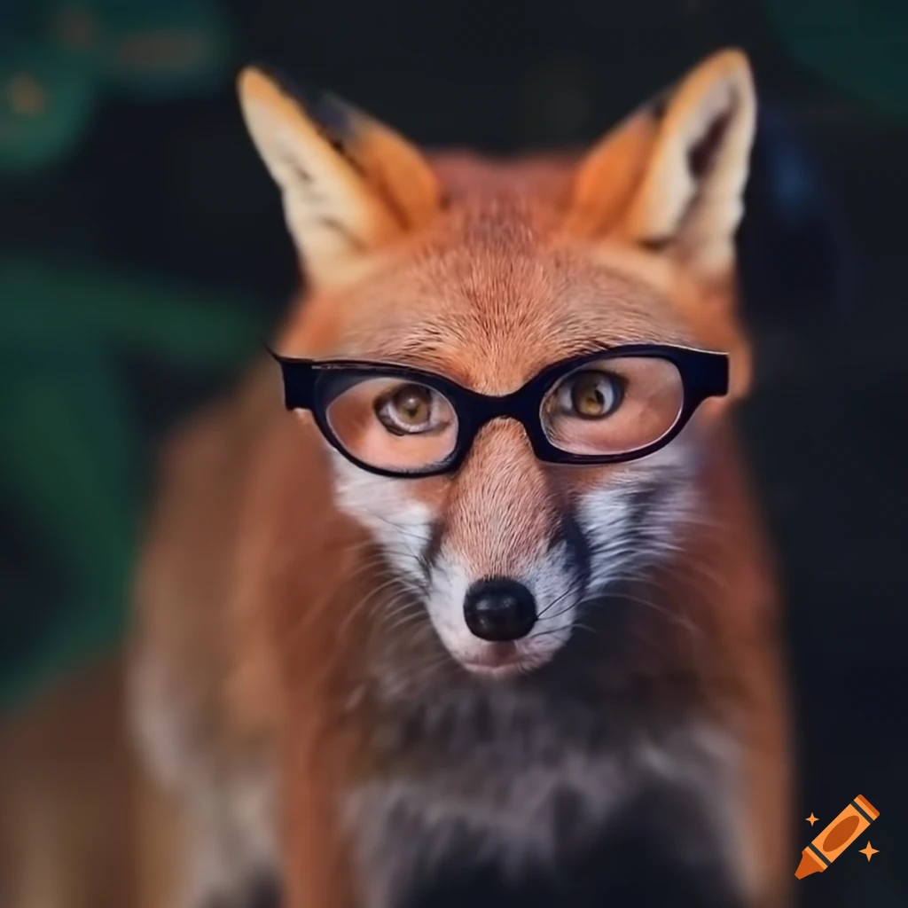 Colorful fox wearing eyeglasses on Craiyon