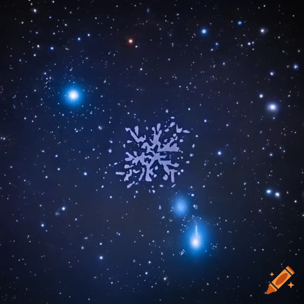 Snowflake-shaped constellation on Craiyon
