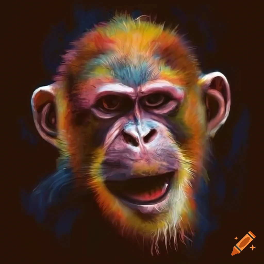 Art of a monkey in the style of Andy Gellenberg on Craiyon