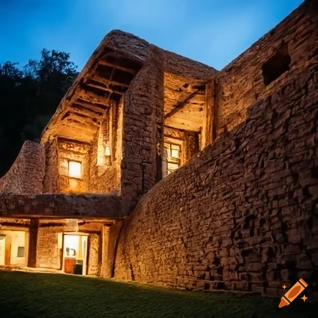 Hotel exterior from prehistoric times on Craiyon