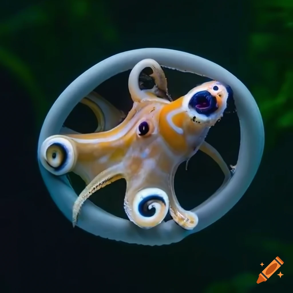 Colorful octopus inside a bubbling water-filled tube on Craiyon