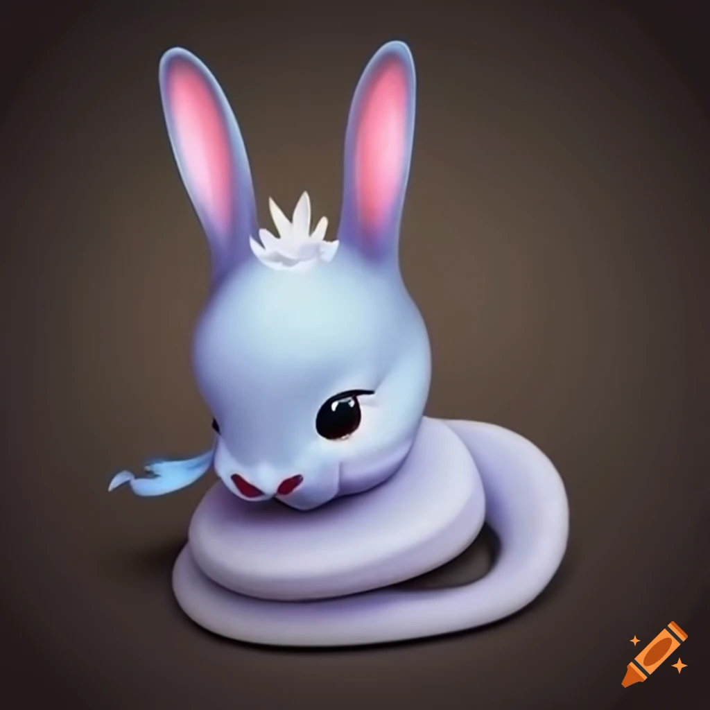 Adorable bunny with a magical serpent body on Craiyon