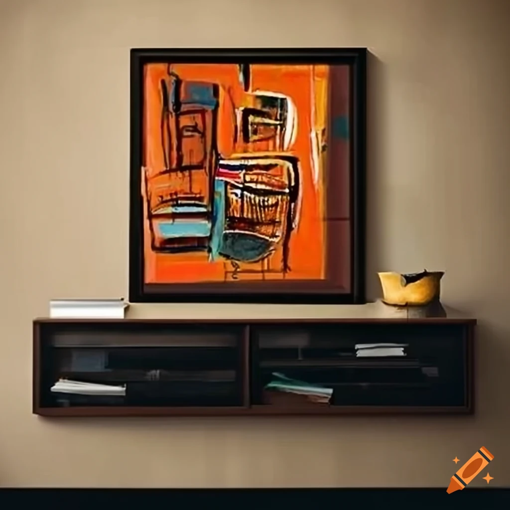 Abstract expressionism art in modern interior on Craiyon