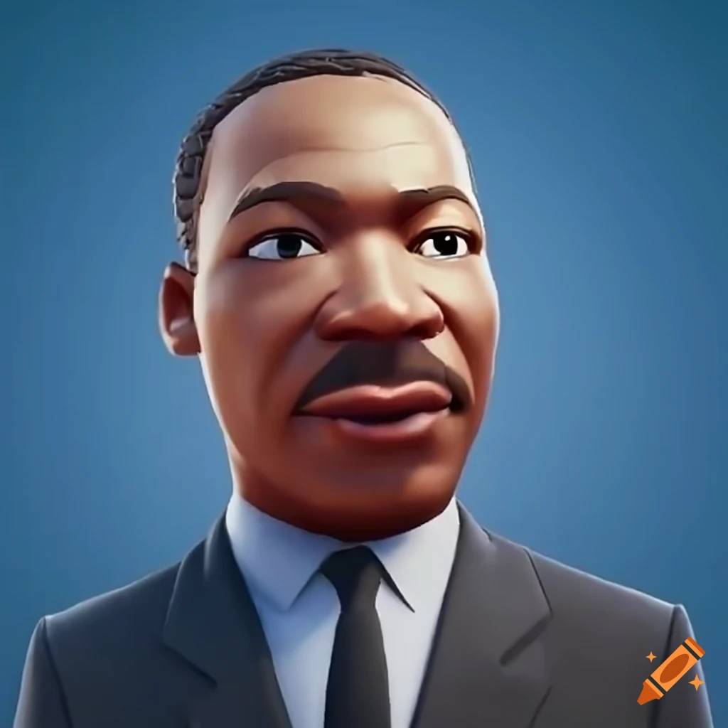 Reverend martin luther king jr. character in a fortnite game on Craiyon