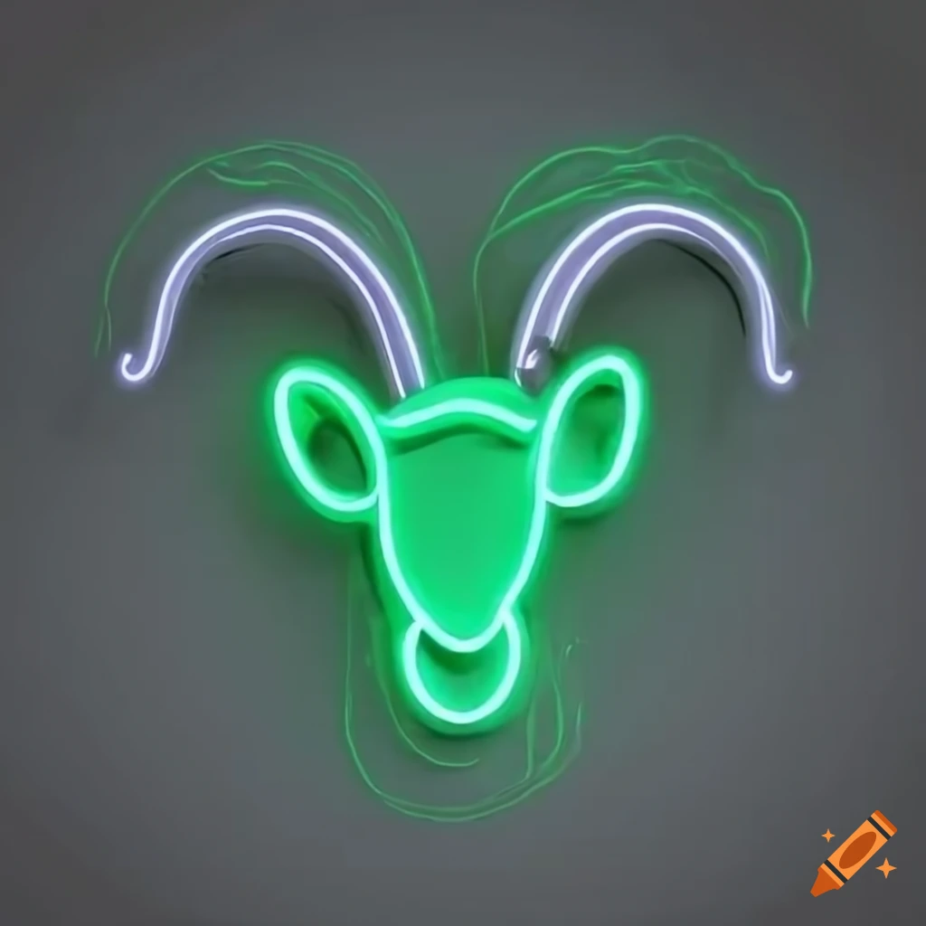 Green neon sign of a goat's face with goatgamer_ on Craiyon