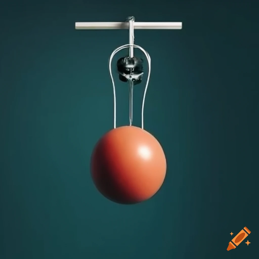 Vertical system lifting a metal ball with a cable on Craiyon