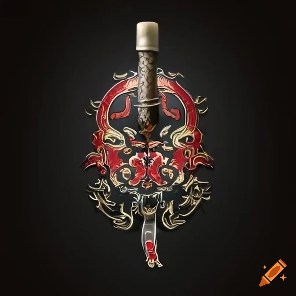 Yakuza-style emblem with a sword on Craiyon