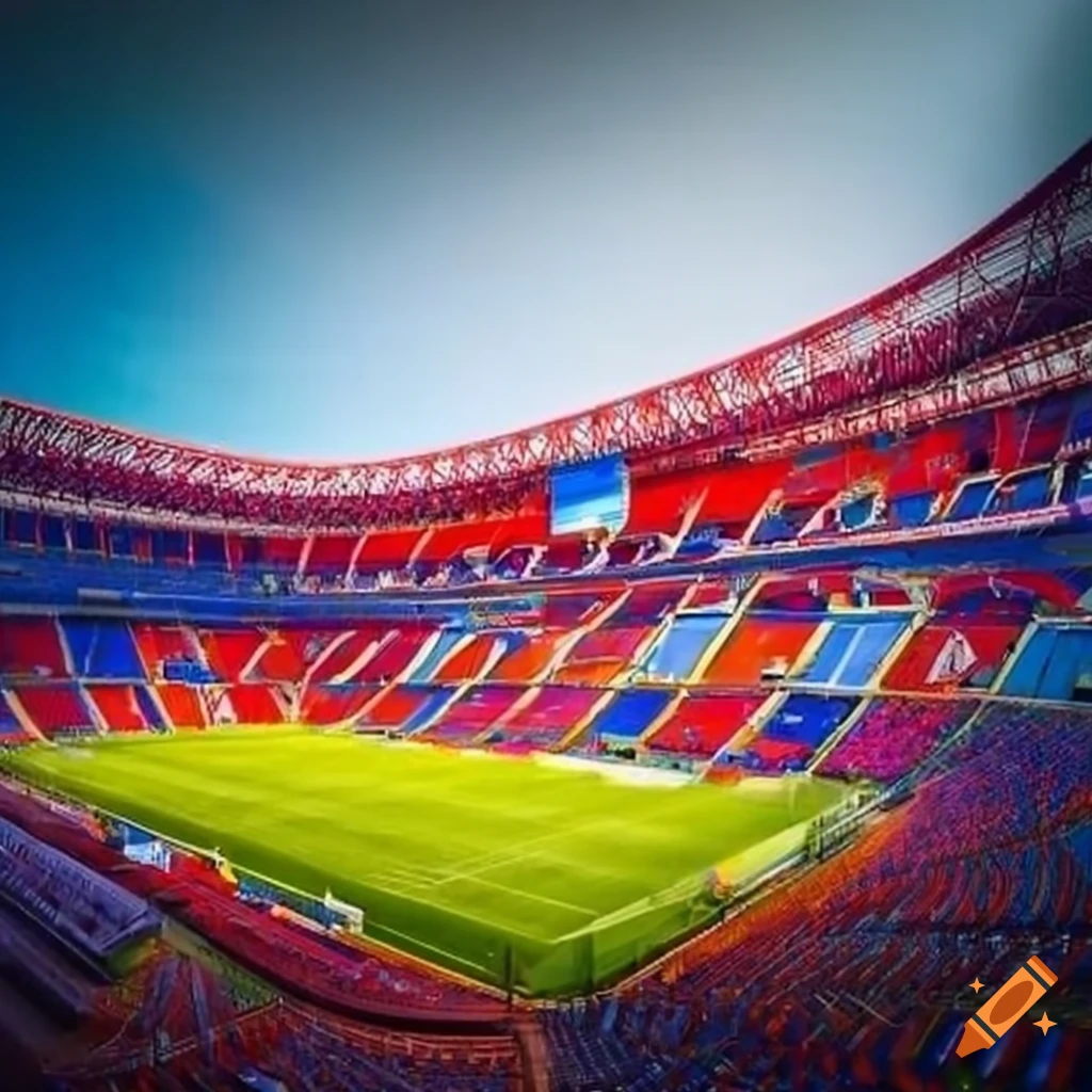 Colorful and stunning soccer stadium with unique architecture on Craiyon