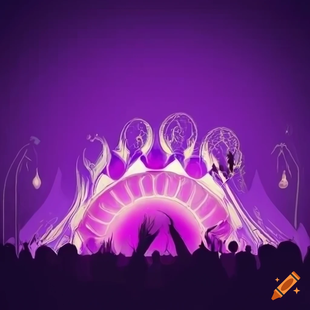 Purple festival poster background with sleek flames in the decor on Craiyon