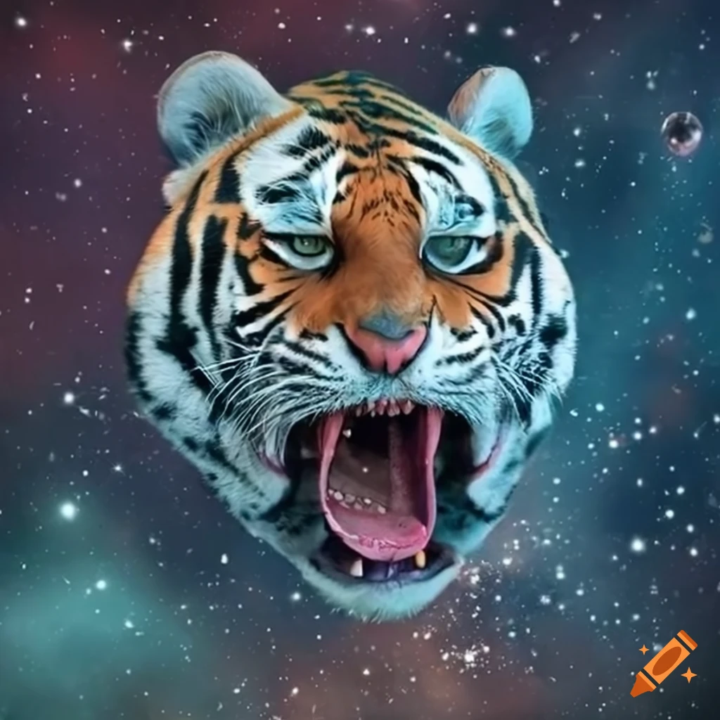 Crying tiger in space on Craiyon