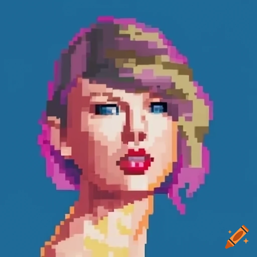Pixel art depiction of taylor swift in 6 colors on Craiyon
