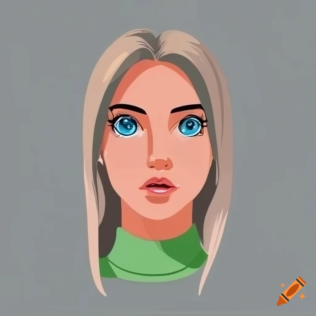 Young woman avatar with platinum blonde hair and chic turtleneck top in ...