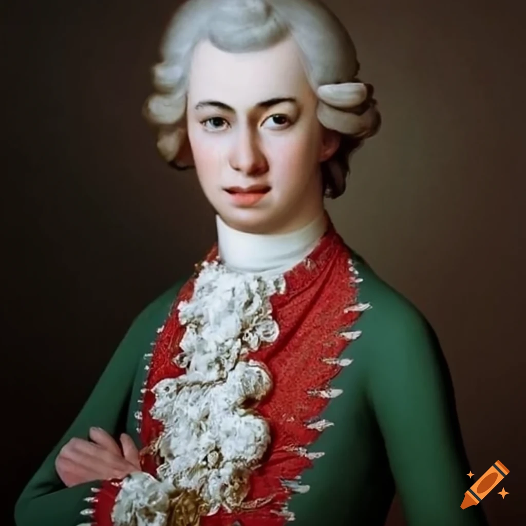 Mozart with short curly hair on Craiyon