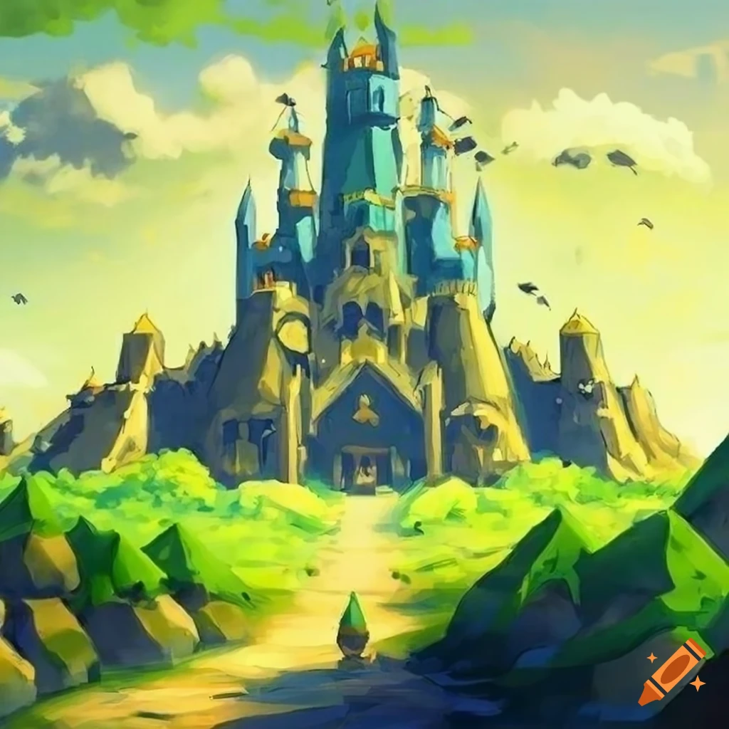 Hyrule castle, Pokémon official art by Ken Sugimori with detailed ...