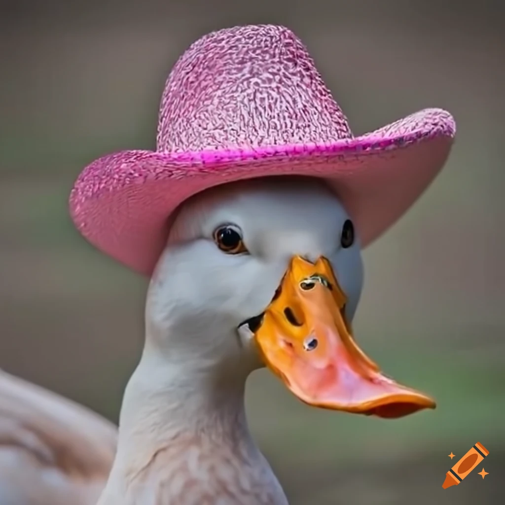 Ducks wearing pink cowboy hats on Craiyon