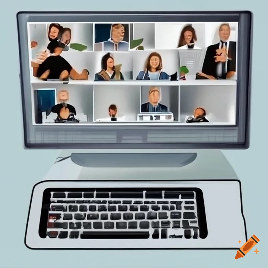 Virtual meeting representation on a computer screen on Craiyon