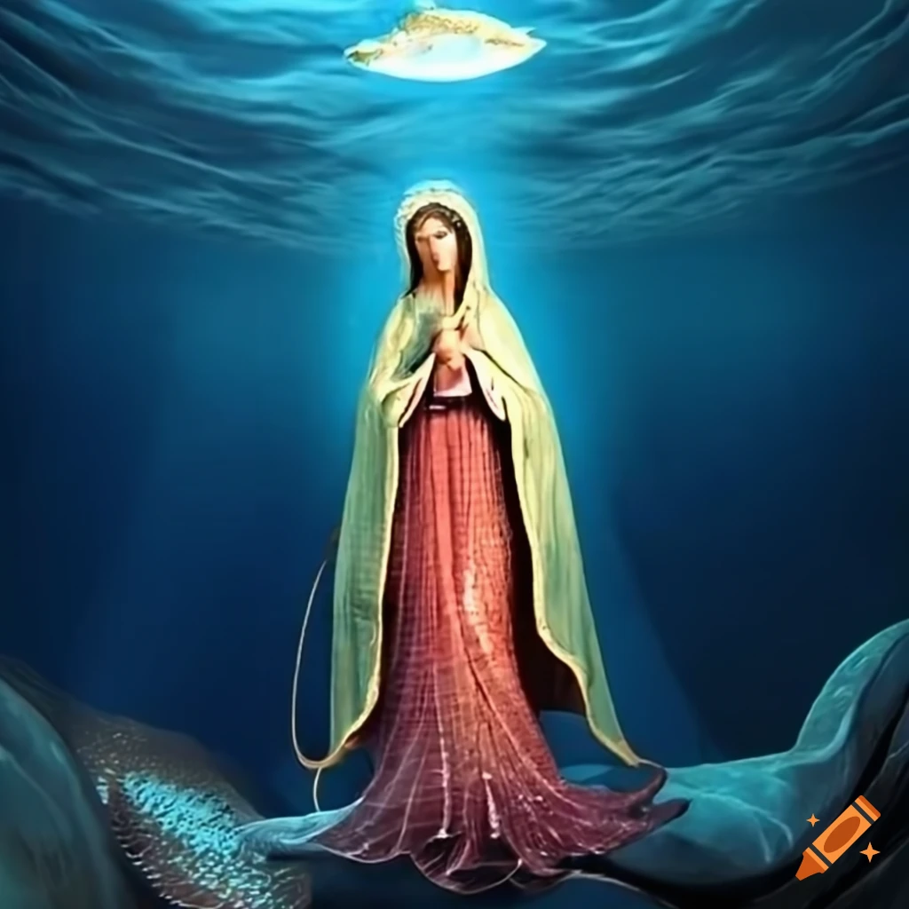 Virgin mary portrayed as a stingray on Craiyon