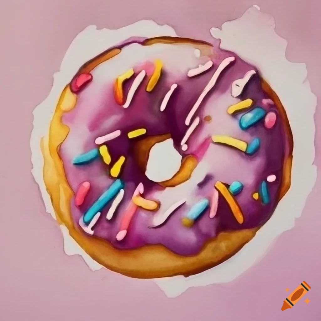 Colorful donut illustration in watercolor on Craiyon