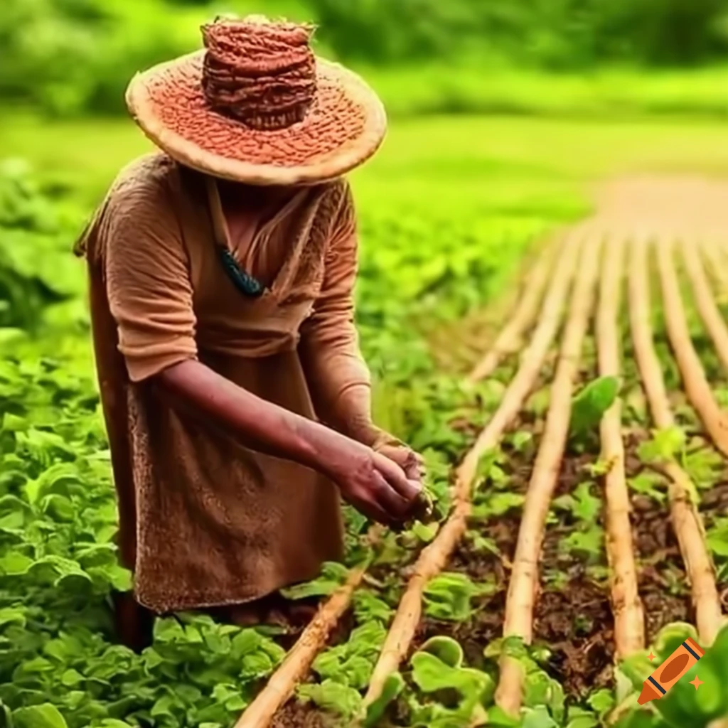 Farmer growing vegetables on a farm on Craiyon