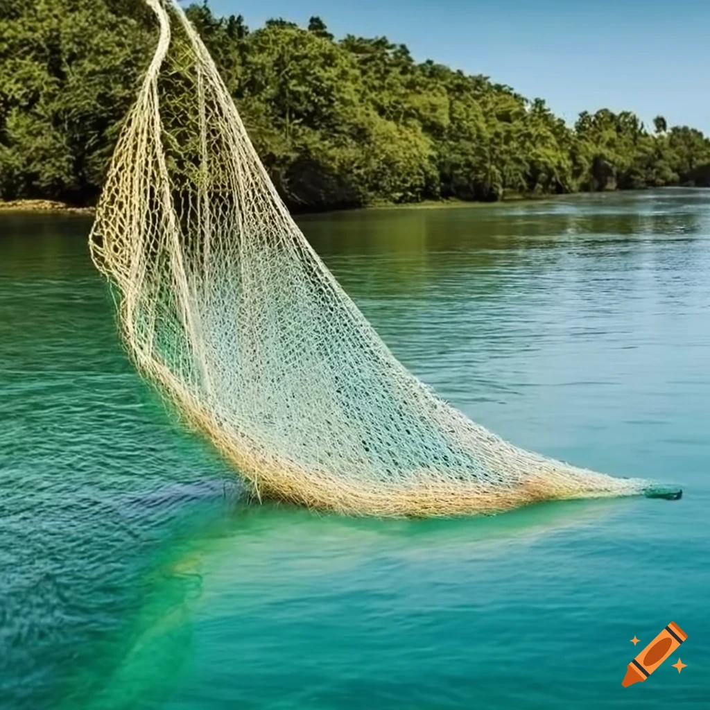 Large empty hemp fishing net on Craiyon