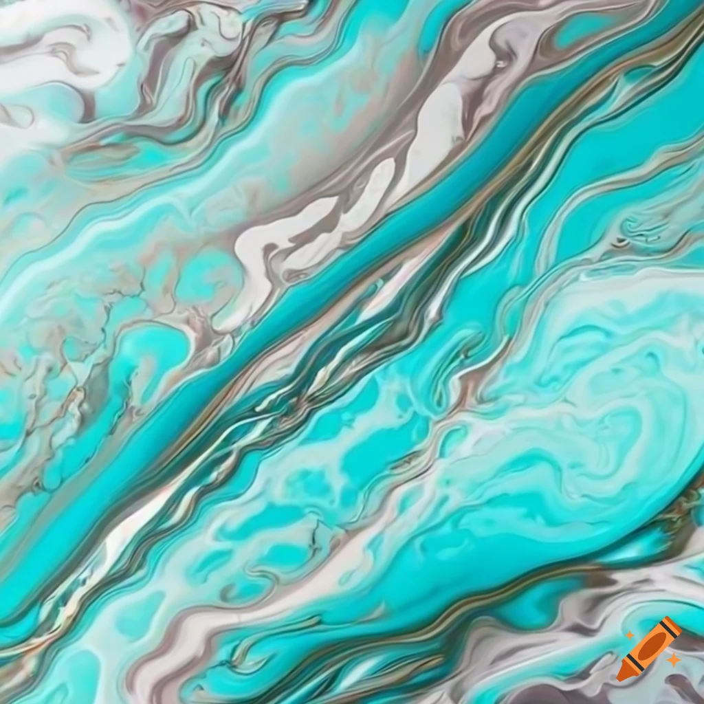 Turquoise and silver marble effect on white background on Craiyon