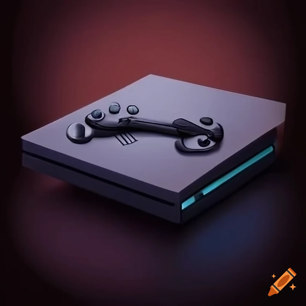 Sleek modern video game console with high-quality graphics on Craiyon