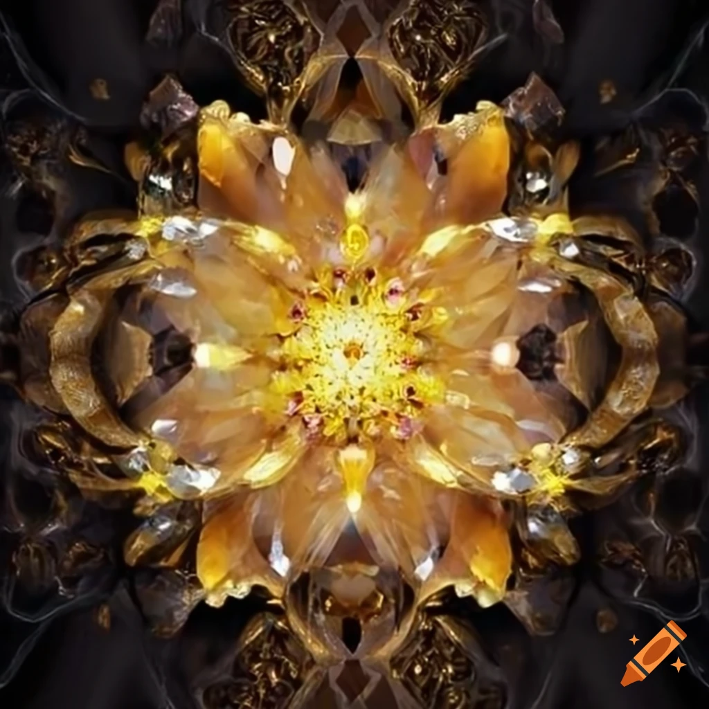 Golden crystal flower on Craiyon