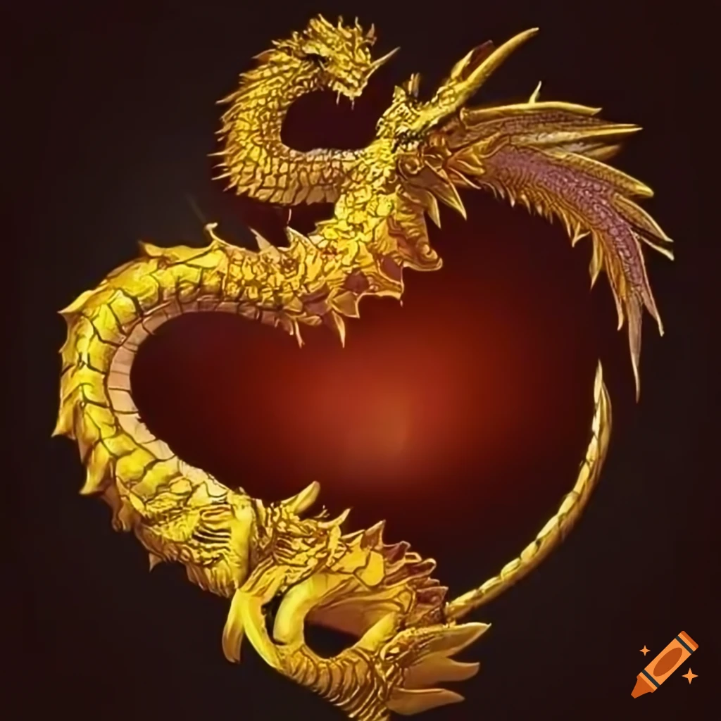 Golden dragon heart on Craiyon