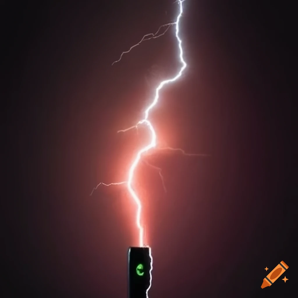 Lightning bolt on a phone charger on Craiyon