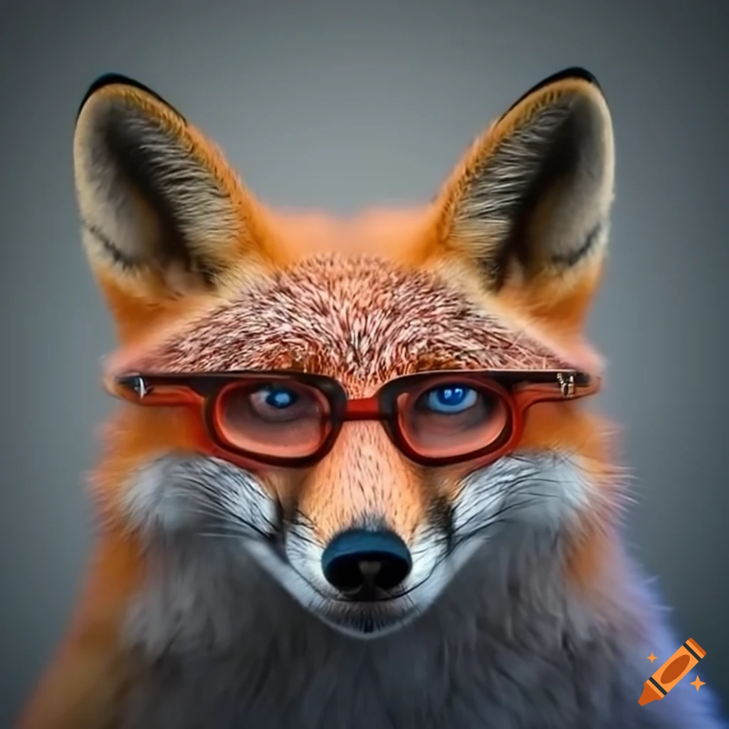 Colorful fox wearing eyeglasses on Craiyon
