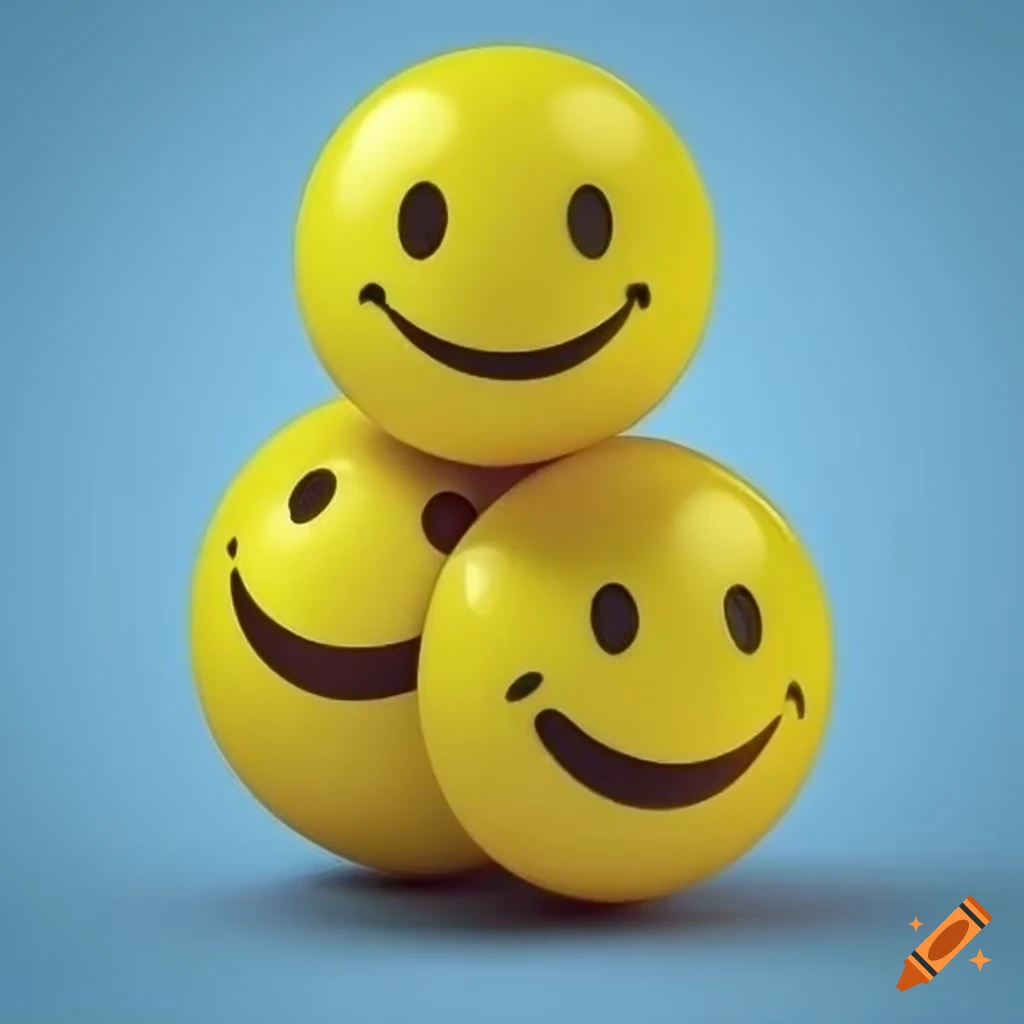 Yellow smiley balls stacked on top of each other on Craiyon
