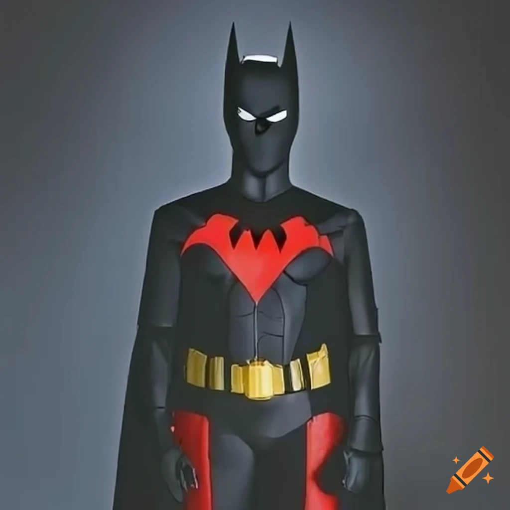 Batman beyond in armored suit with cape on Craiyon