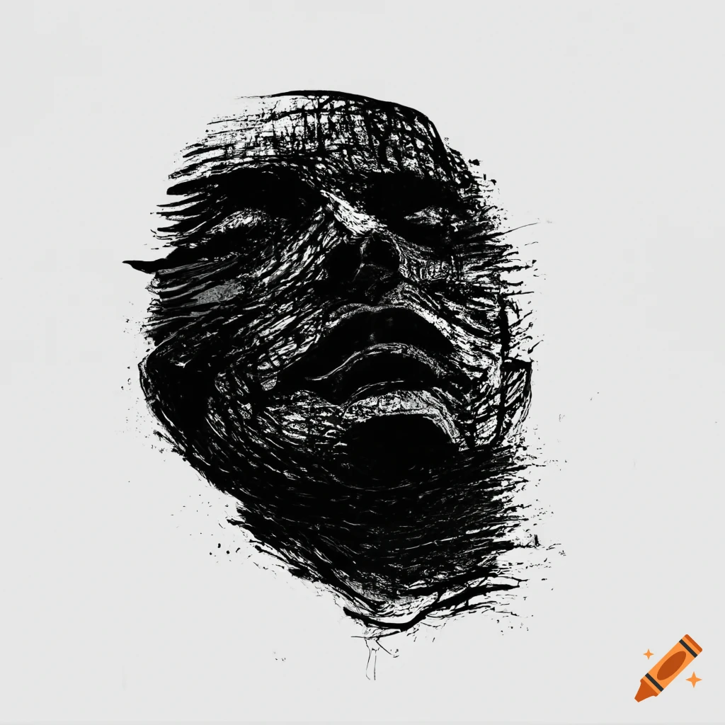 Misplaced face on a white background on Craiyon