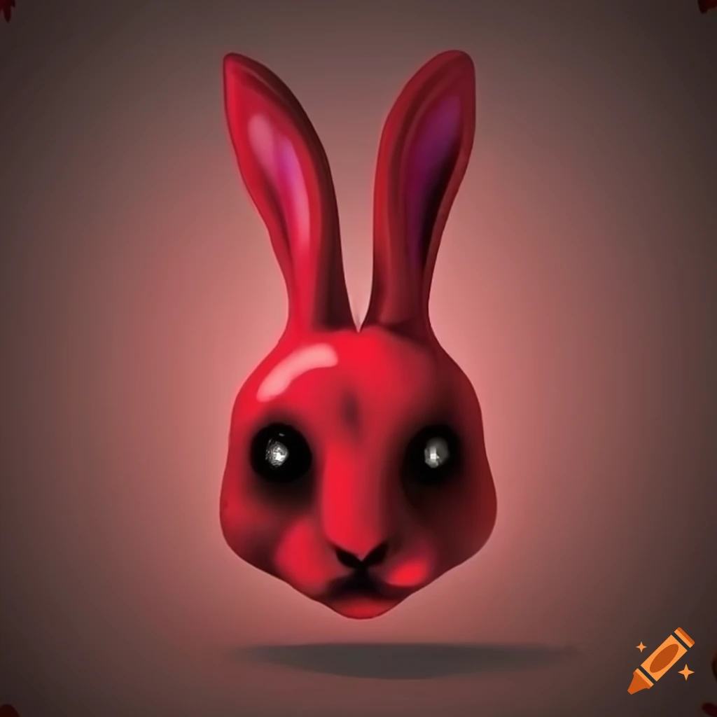 Creepy red bunny symbol on Craiyon